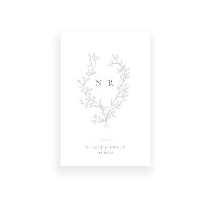 trouwkaart chique krans getekend logo