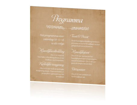Typografie programma voor een vintage bruiloft