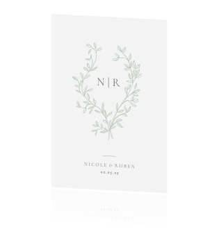 trouwkaart chique krans getekend logo